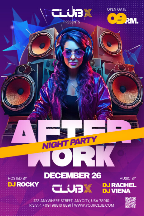 After Work Night Party Poster Flyer Template | PosterMyWall