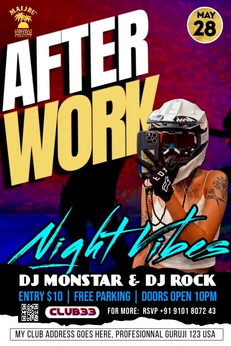 after work night Party Social Media Ads Template | PosterMyWall