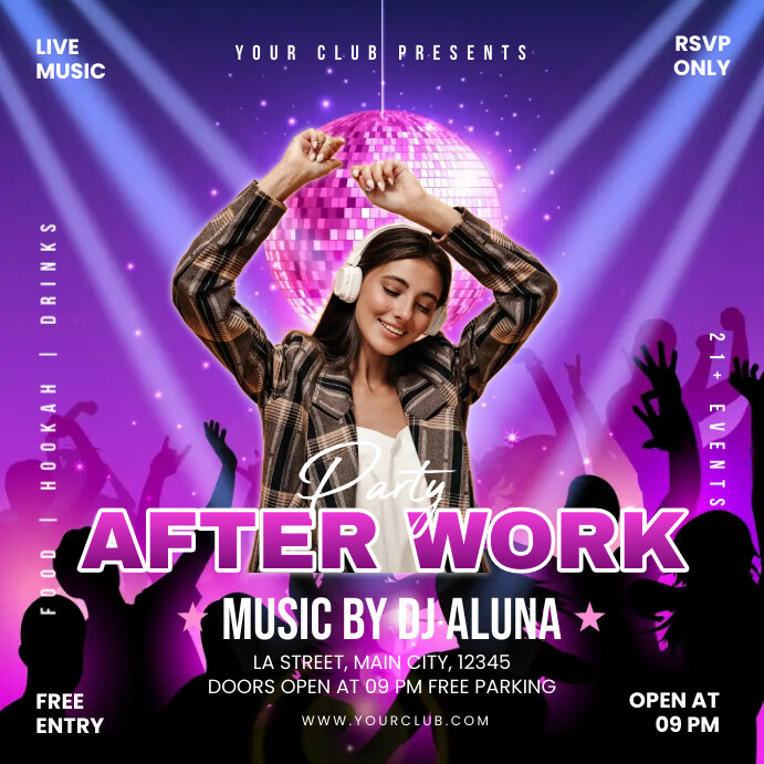 After Work Party Poster Flyer Template | PosterMyWall