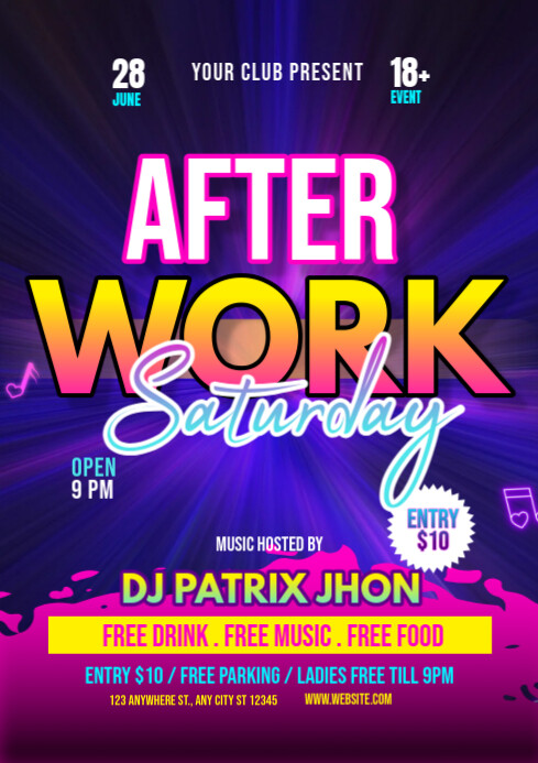 After work Saturday Template | PosterMyWall