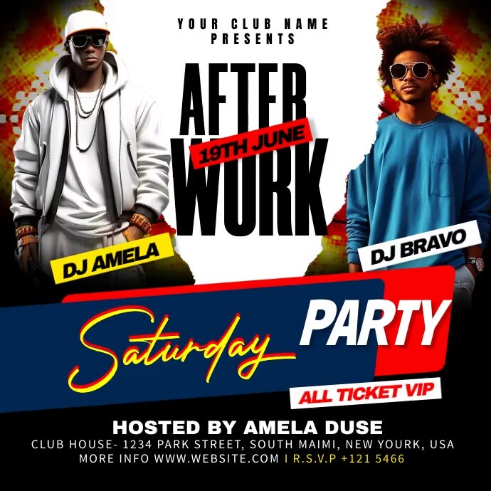 After Work Saturday Party Social Media ad Template | PosterMyWall