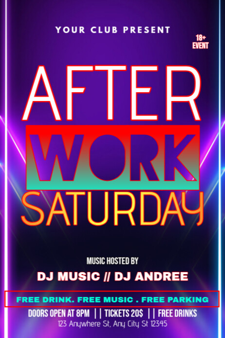 Plantilla de After work saturday poster | PosterMyWall