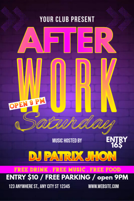 Plantilla de After work saturday poster | PosterMyWall