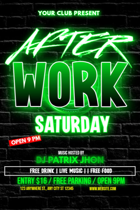 Plantilla de After work saturday poster | PosterMyWall