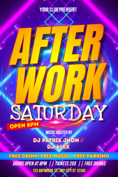 After work saturday poster Template | PosterMyWall