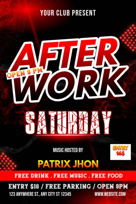 Modèle after work saturday poster | PosterMyWall