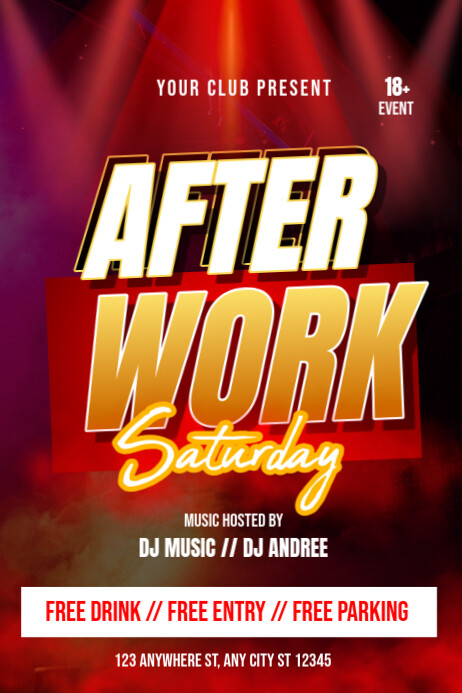 Copy of After work saturday red | PosterMyWall