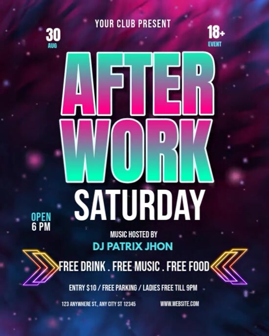 After work saturday video Templat | PosterMyWall