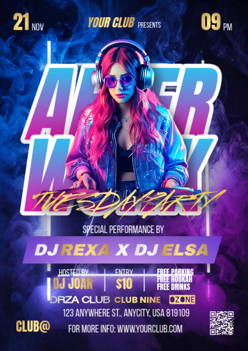 After Work Tuesday Night Party Event Poster Flyer Template | PosterMyWall