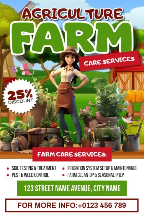 Agriculture Farm Care Services Template | PosterMyWall