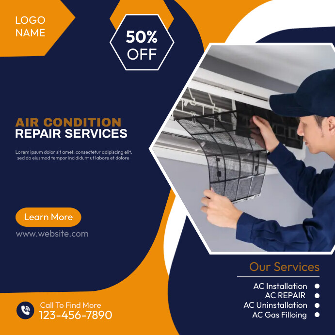 Air condition repair service social media pos Template | PosterMyWall