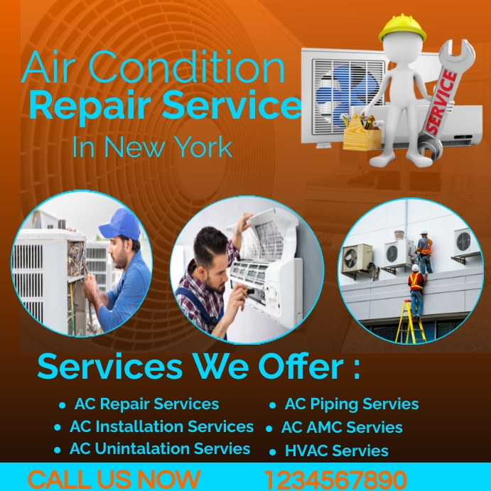 Air Condition Repair Services Flyer Template | PosterMyWall