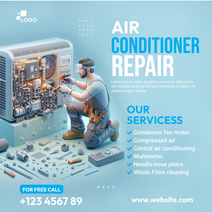 Air Conditioner Repair Instagram Post Template | PosterMyWall