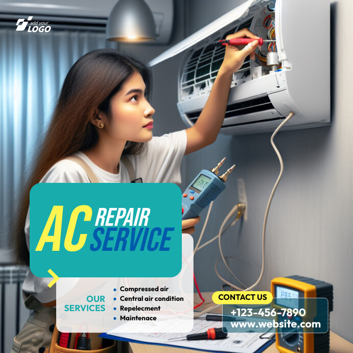 Air Conditioner Repair Service Ad Template Postermywall