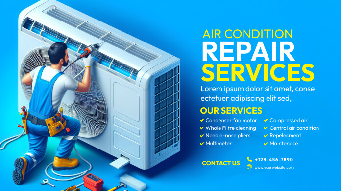 Air Conditioner Repair Service Ad Template | PosterMyWall