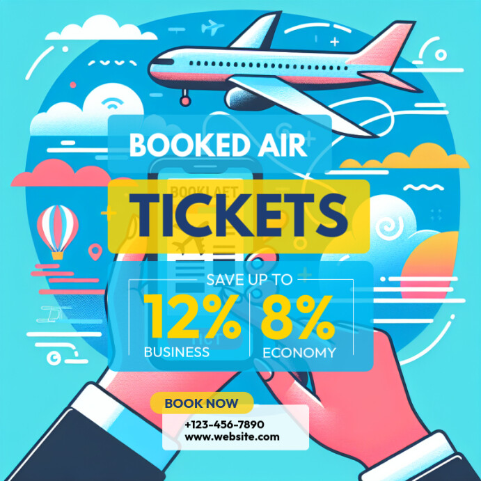 Air Ticket Booking Ad Template | PosterMyWall