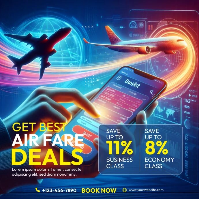 Copy of Air Ticket Booking Ad Template | PosterMyWall