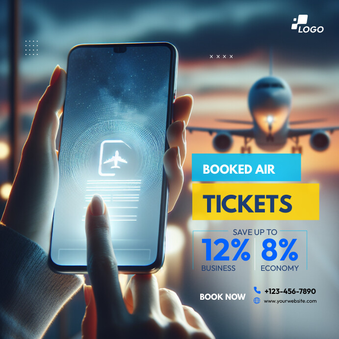 Air Ticket Booking Ad Template | PosterMyWall