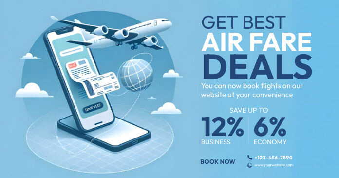 Air Ticket Booking Ad Template | PosterMyWall