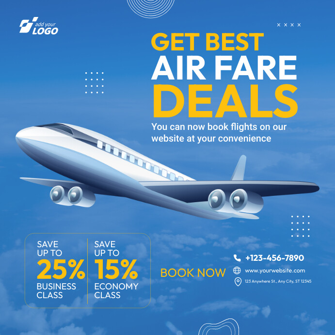 Air Ticket Booking Ad Template | PosterMyWall