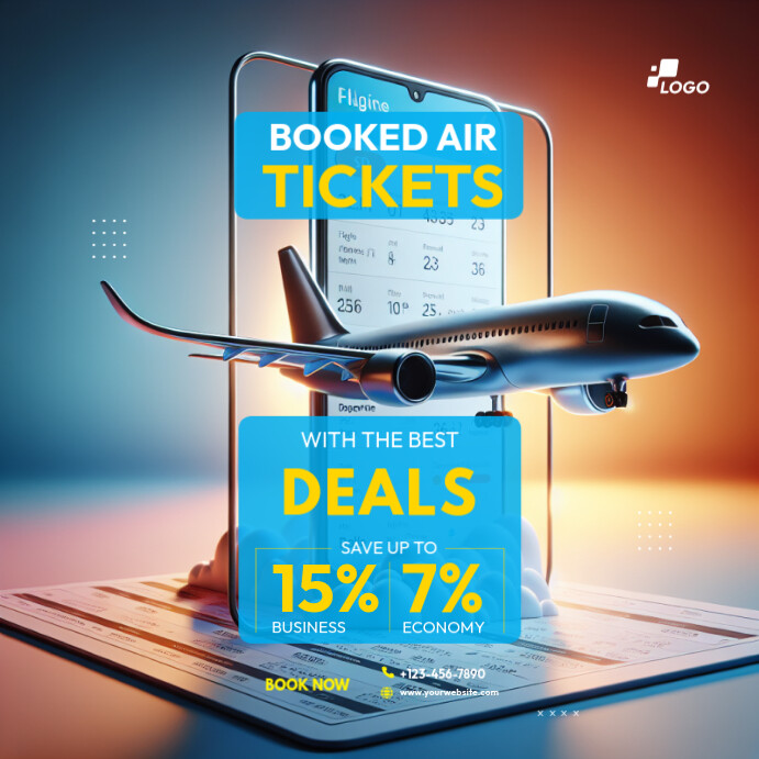 Air Ticket Booking Ad Template | PosterMyWall