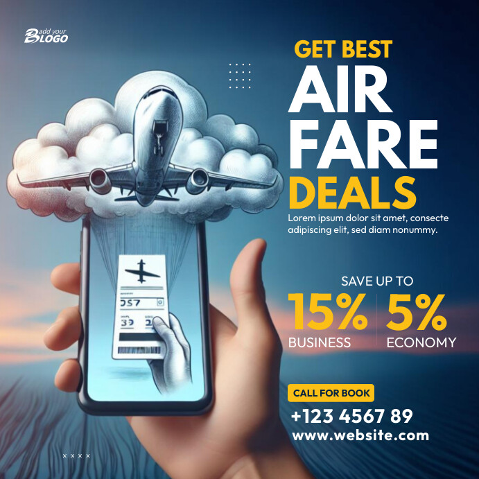 Air Ticket Booking Ad Template | PosterMyWall
