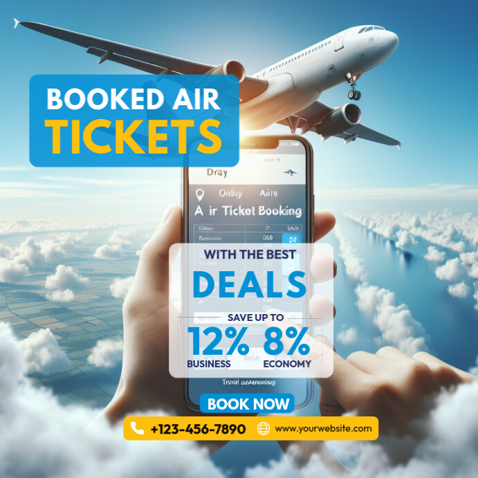 Copy of Air Ticket Booking Ad Template | PosterMyWall