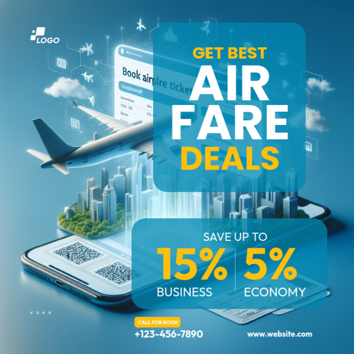Air Ticket Booking Ad Template | PosterMyWall