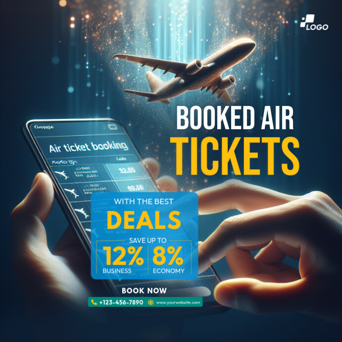 Air Ticket Booking Ad Template | PosterMyWall