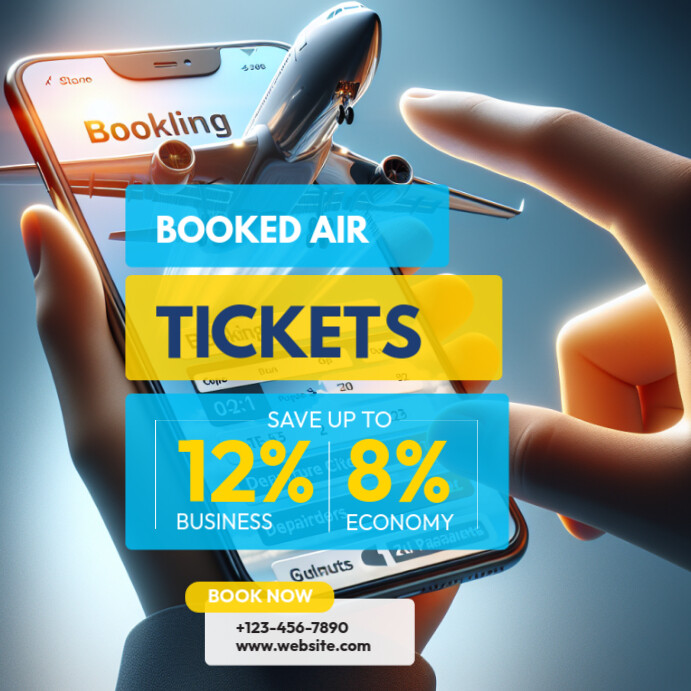 Plantilla de Air Ticket Booking Ad Template | PosterMyWall