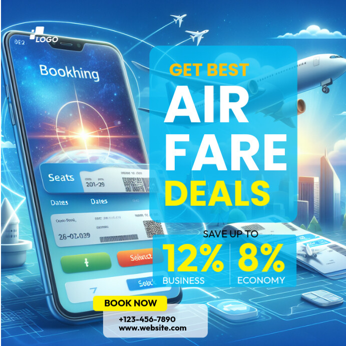 Copy of Air Ticket Booking Ad Template | PosterMyWall