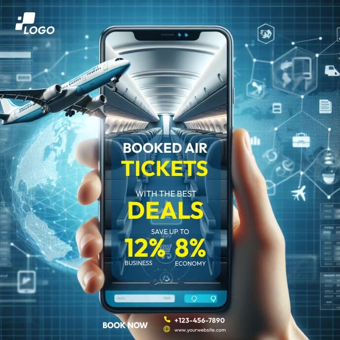 Copy of Air Ticket Booking Ad Template | PosterMyWall