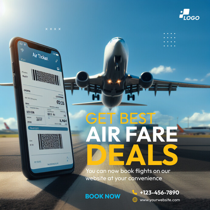 Copy of Air Ticket Booking Ad Template | PosterMyWall