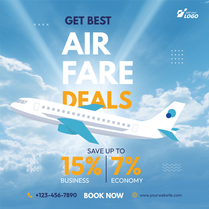 Copy of Air Ticket Booking Ad Template | PosterMyWall