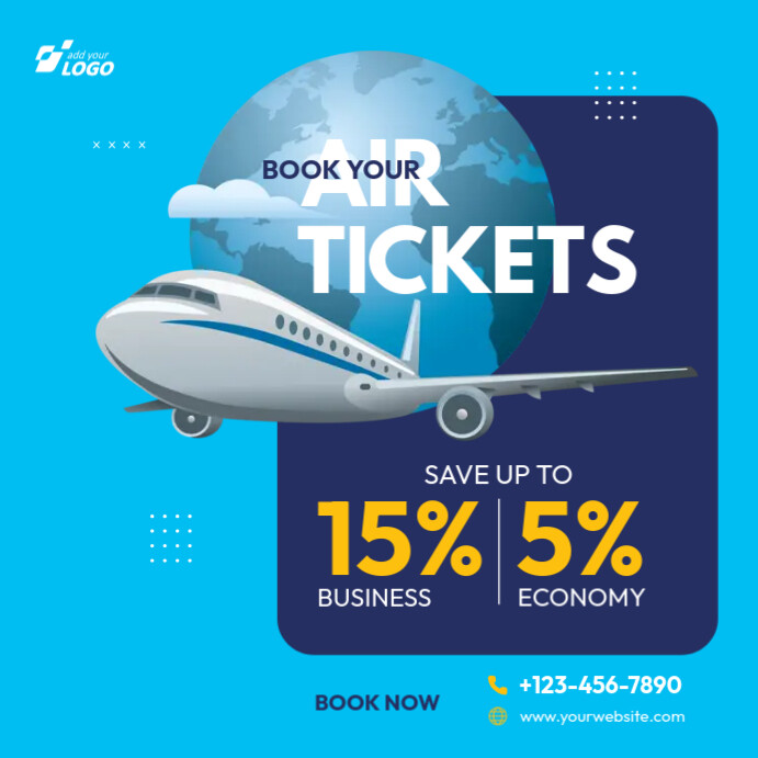 Air Ticket Booking Ad Template | PosterMyWall
