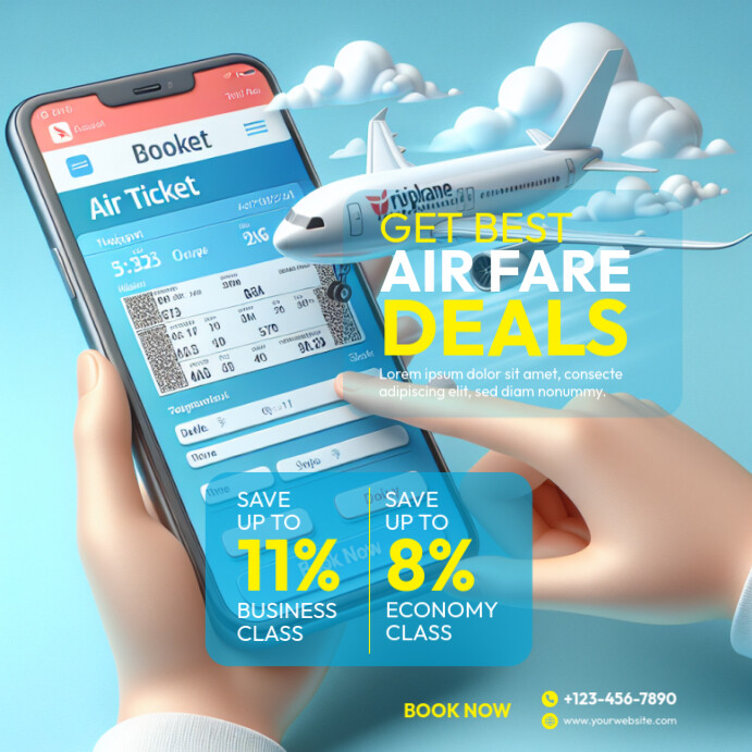 Air Ticket Booking Ad Template | PosterMyWall