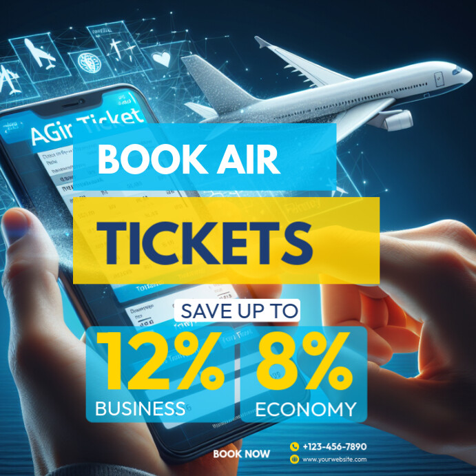 Air Ticket Booking Ad Template | PosterMyWall