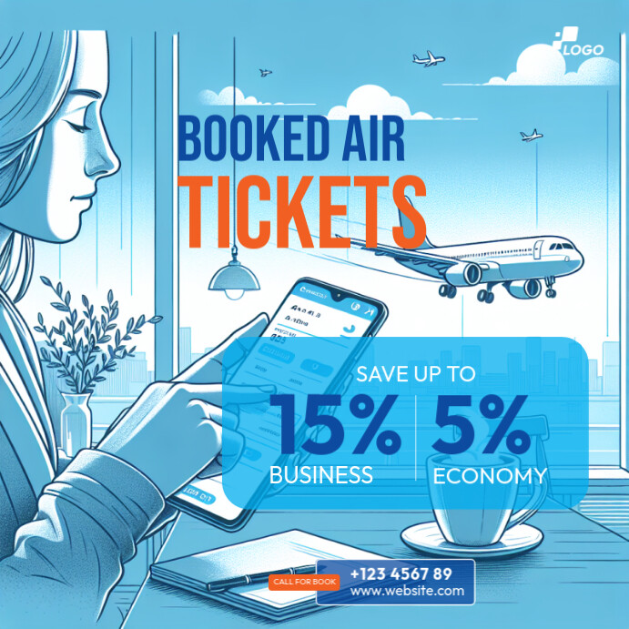 Air Ticket Booking Ad Template | PosterMyWall