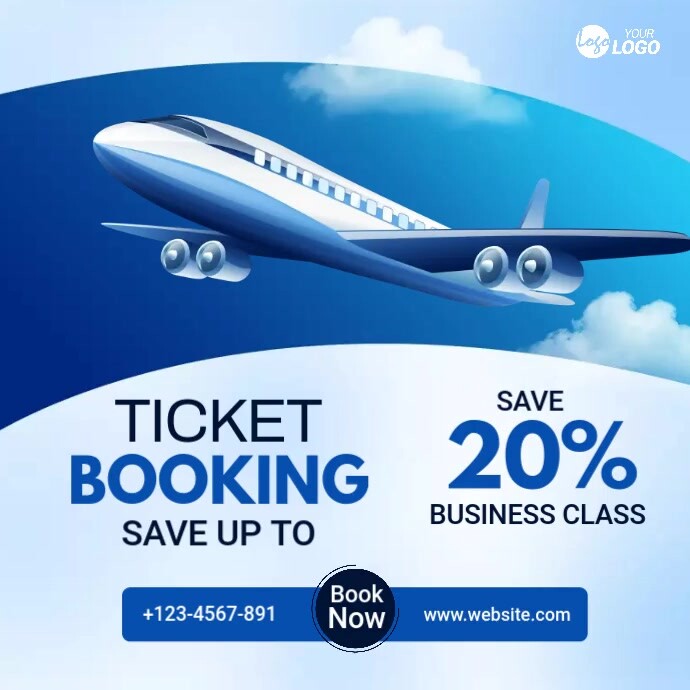 Copy of Air Ticket Booking Banner Ad | PosterMyWall