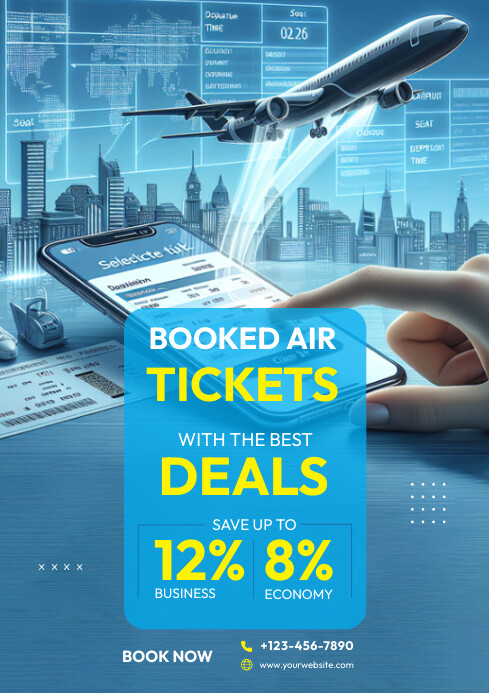 Air Ticket Booking Flyer Template | PosterMyWall
