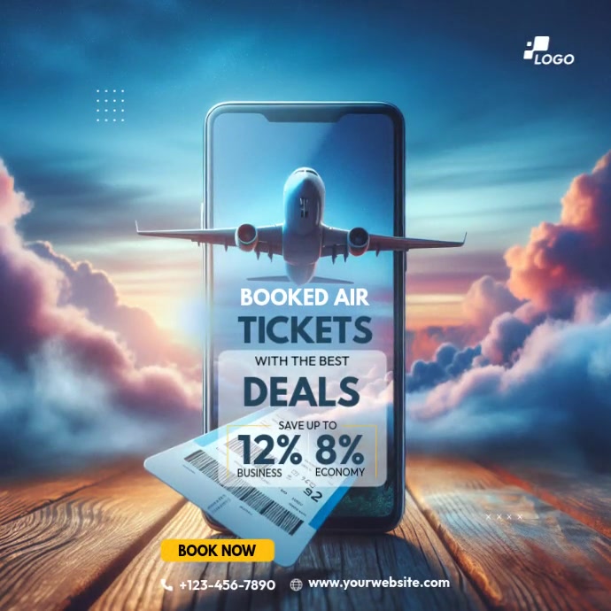 Copy of Air Ticket Booking Instagram Post | PosterMyWall