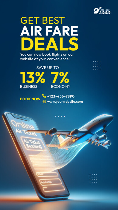 Air Ticket Booking Offer Instagram Story Template | PosterMyWall