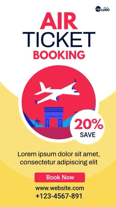 Air Ticket Booking Service Banner Ad Template | PosterMyWall