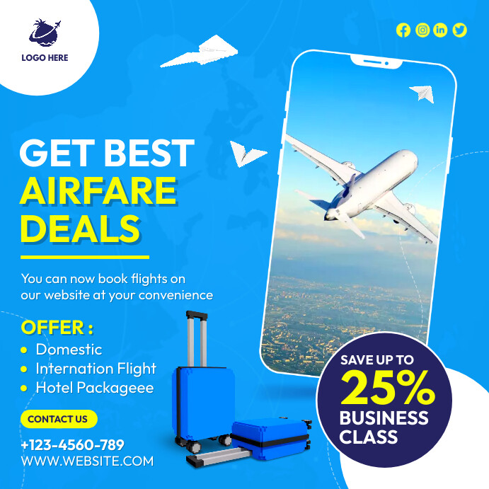 Plantilla de Air Ticket Offer Template | PosterMyWall