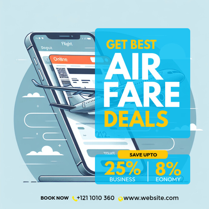 Air Travel Ticket Discount Offer Ads Template | PosterMyWall