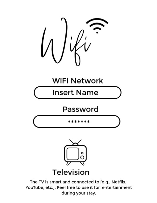 Airbnb Hotel Guestroom House Wifi guide Template | PosterMyWall