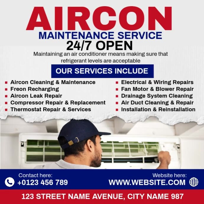 Aircon Maintenance Template | PosterMyWall