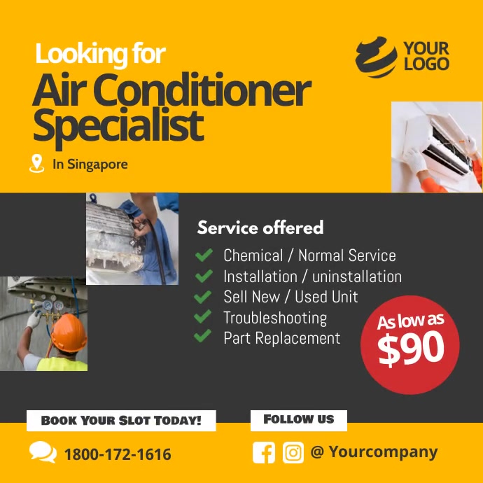 Template Instagram Murah Layanan Aircond | PosterMyWall