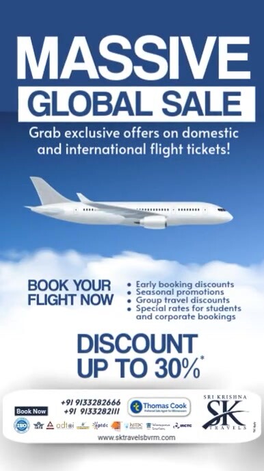 Airlines flight tickets reel Template | PosterMyWall
