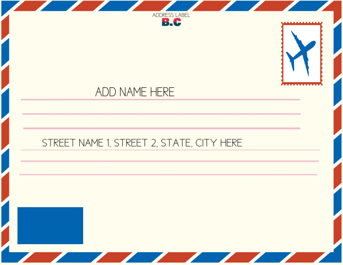 Airmail Vintage Postcard Template | Customizable Retro Address Label ...